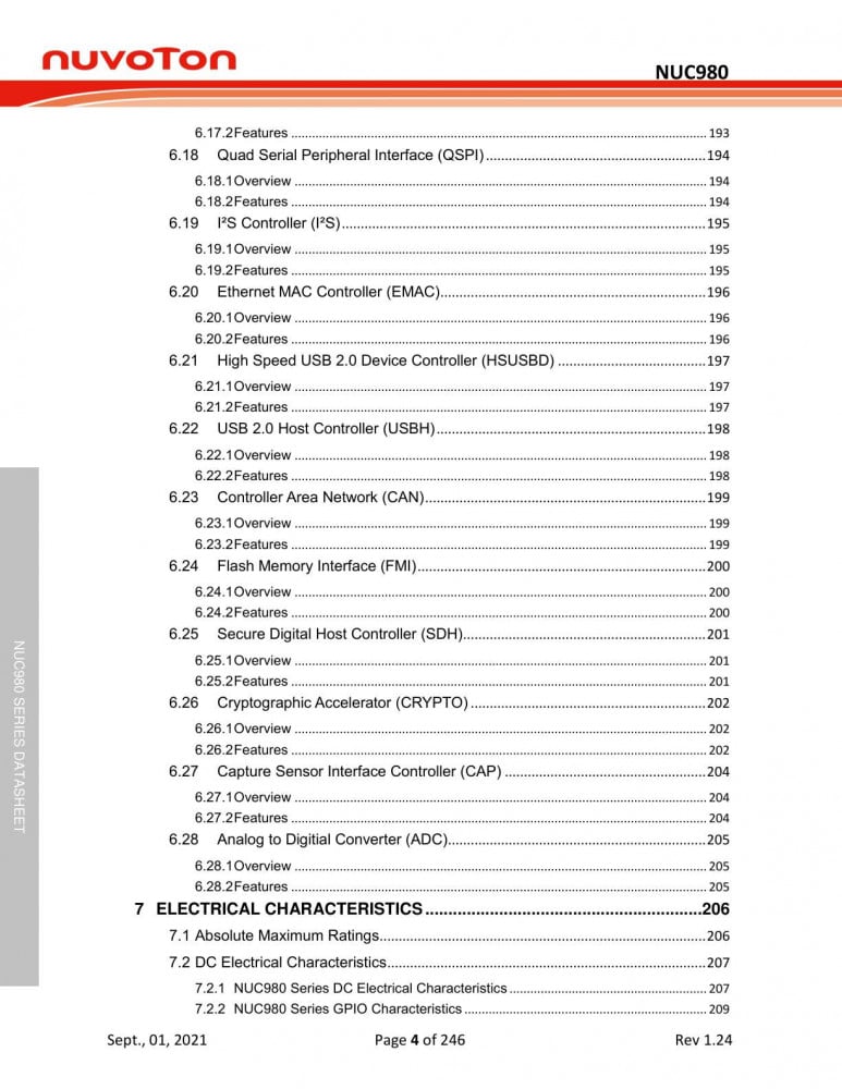 NUC980 datasheet page 4