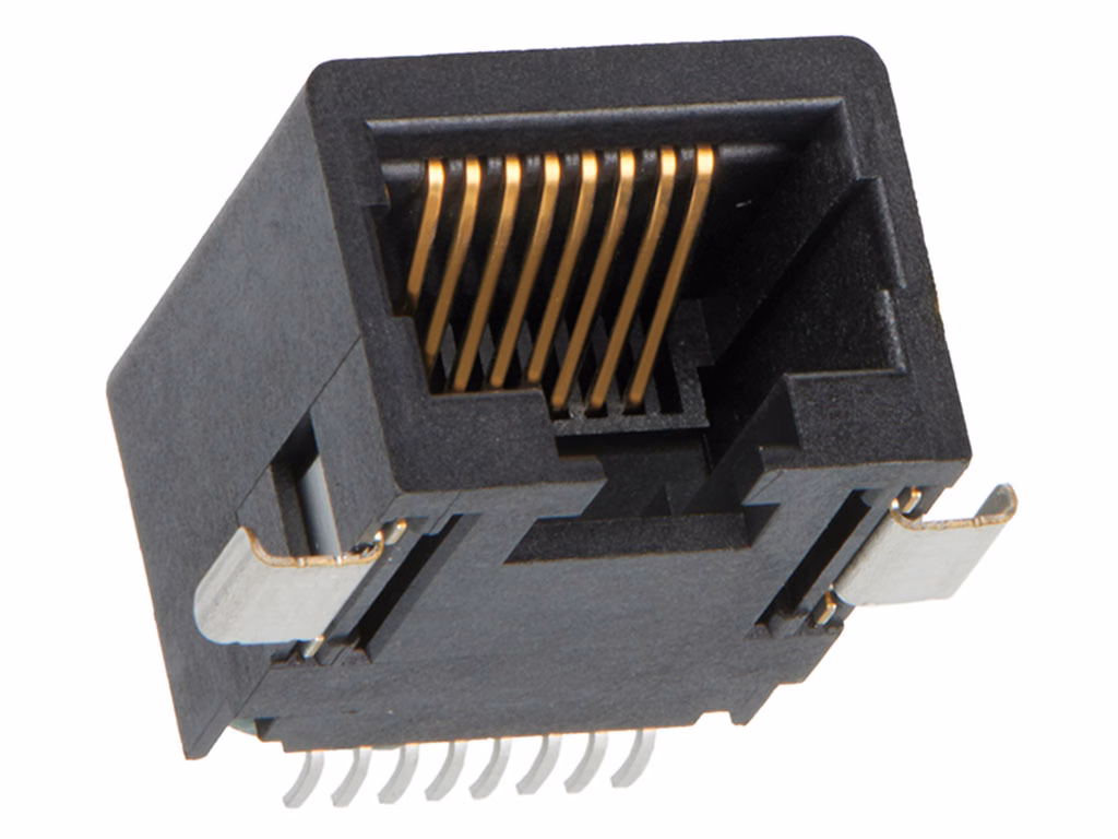 Modular Jack, Right-Angle, LCP, Surface Mount, 8/8, 1.27µm Gold Plating for sale