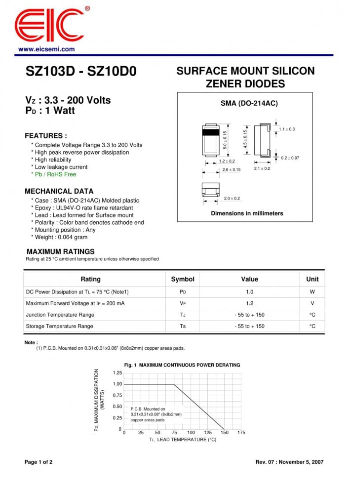 EIC SZ1010 datasheet page 1