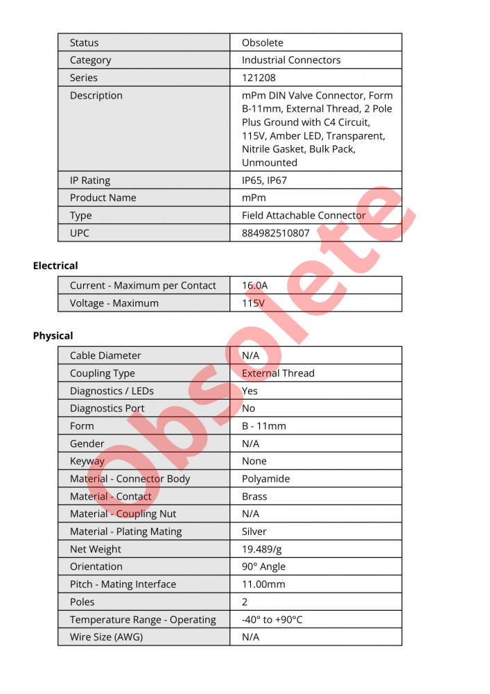 S22 DIN valve connector packaging specification page 2