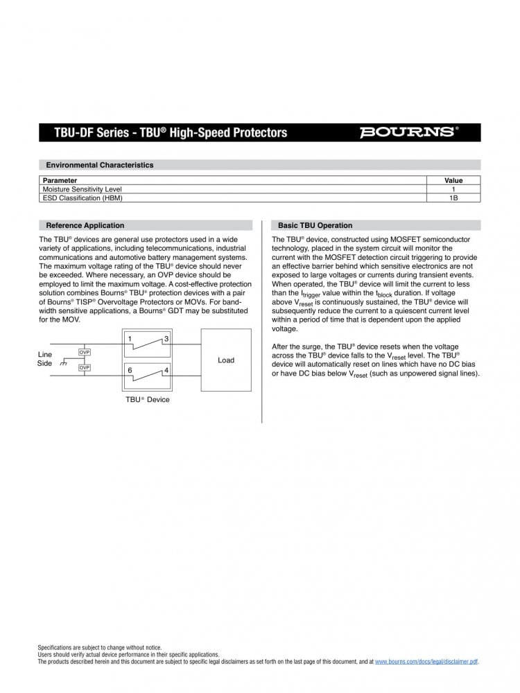 BOURNS TBU-DF Series datasheet page 2