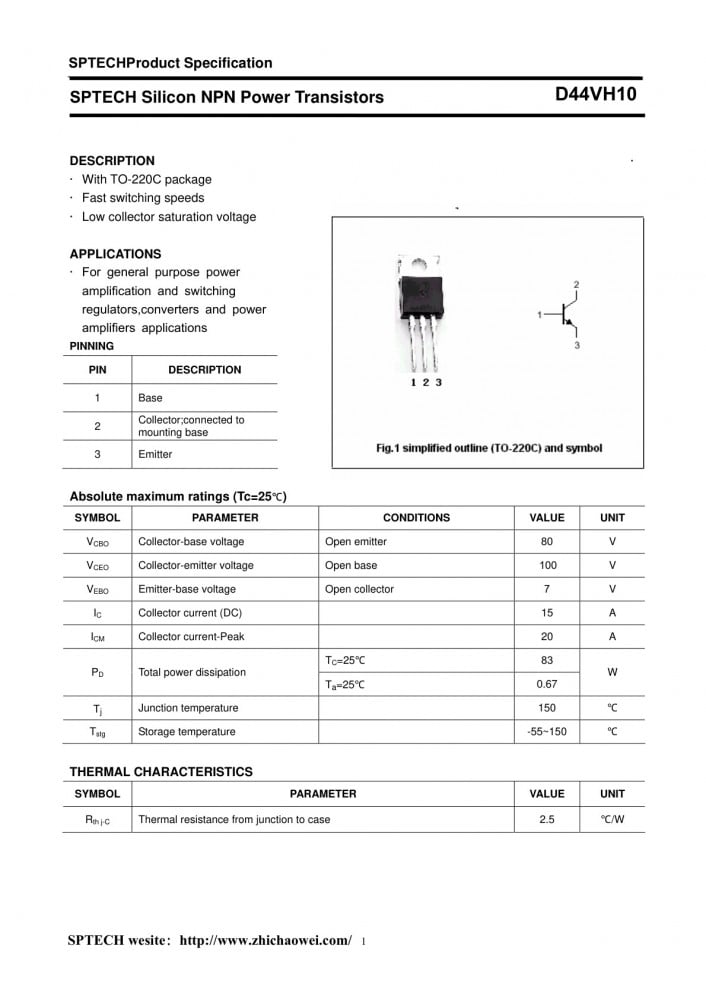 D44VH10 datasheet page 1