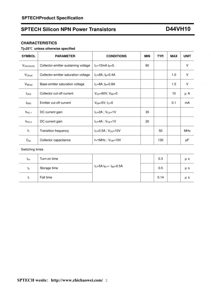 D44VH10 datasheet page 2