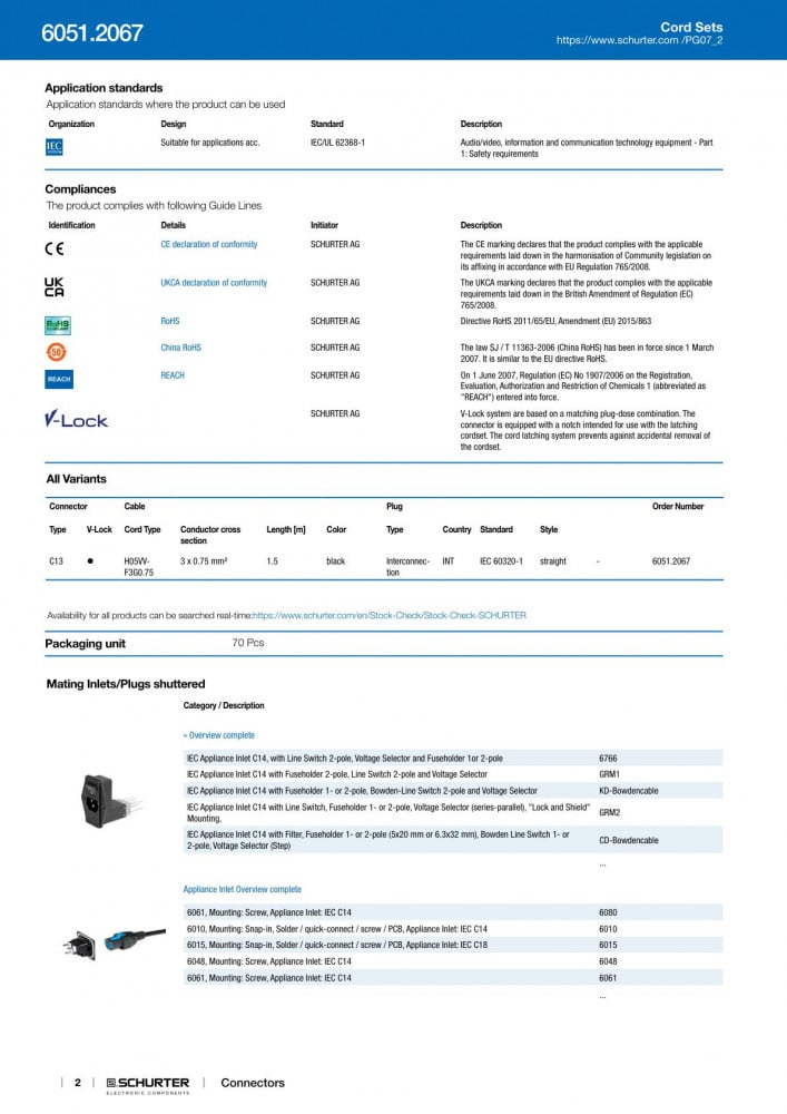 SCHURTER 6051.2067 technical document page 2