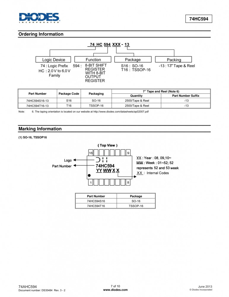 74HC594T16-13 datasheet page 7