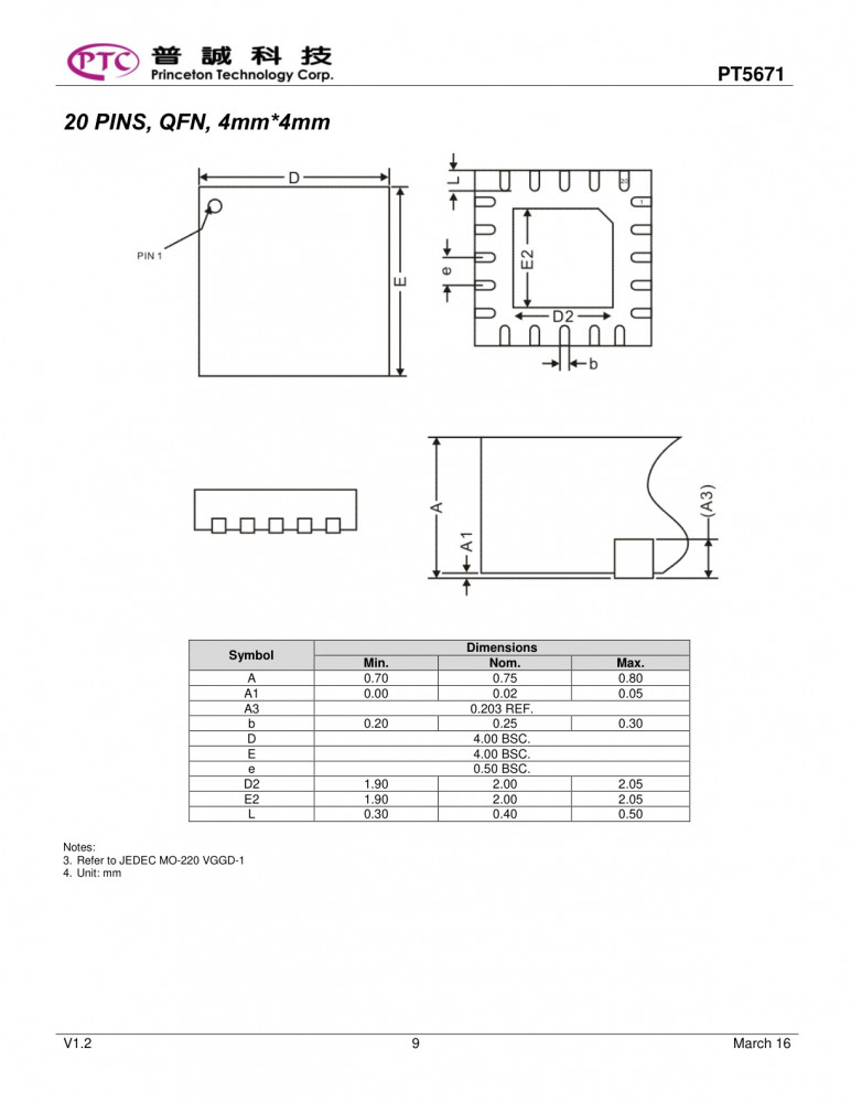 PT5671 datasheet page 9
