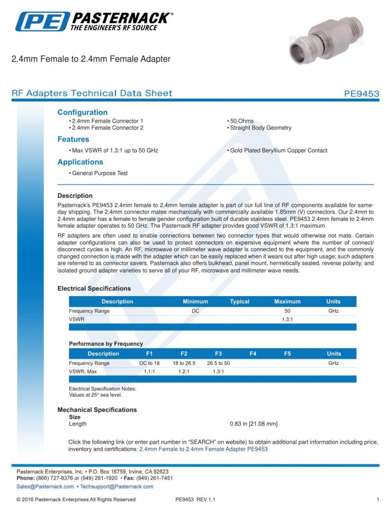 PE9453 technical document page 1