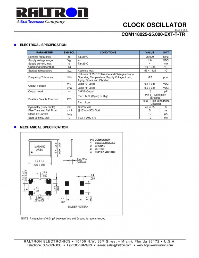 COM118025 datasheet page 1