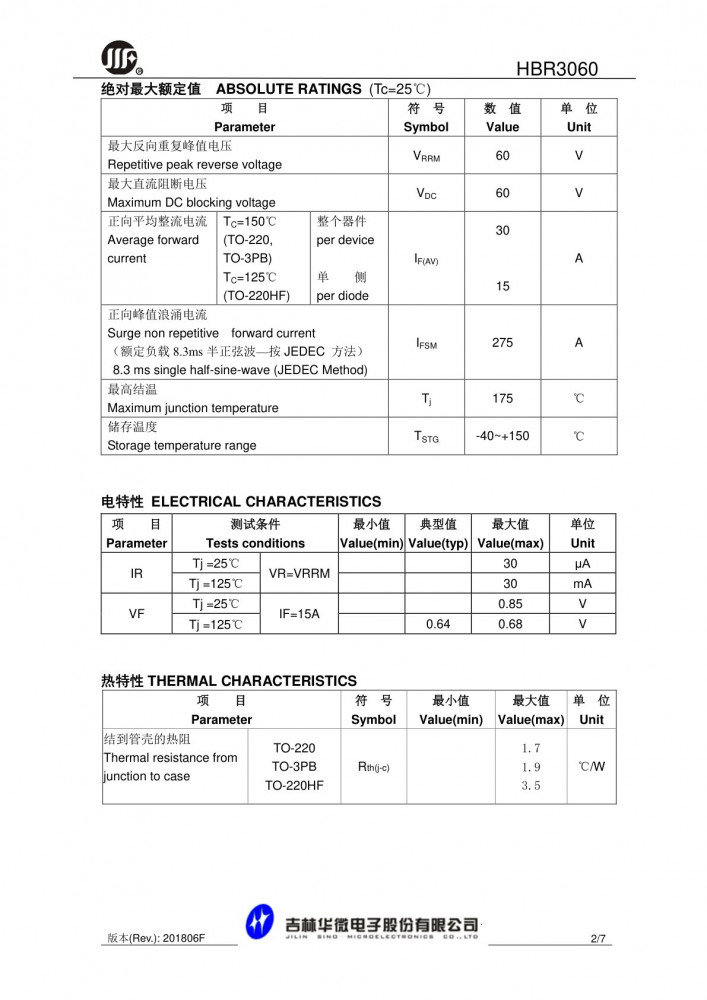 HBR3060 datasheet page 2