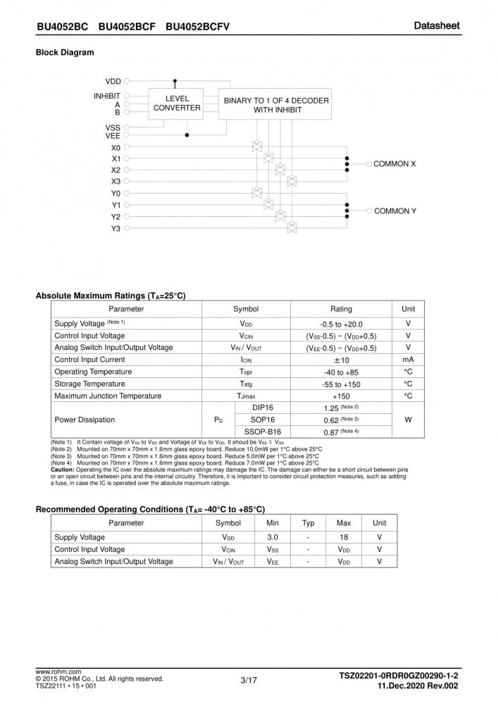 BU4052BCFV-E2 datasheet page 3