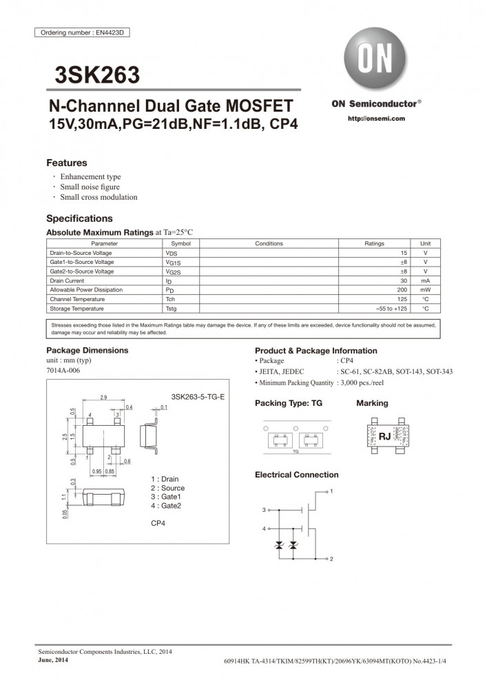 3SK263 technical document page 1