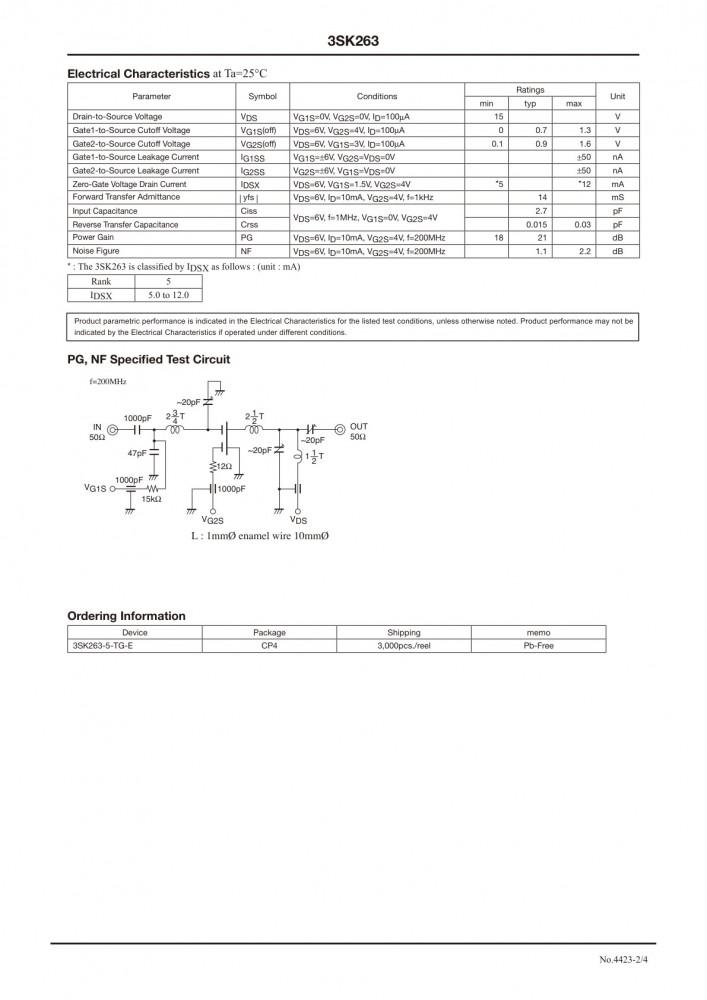 3SK263 technical document page 2