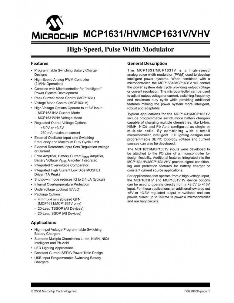 MCP1631 document page 1