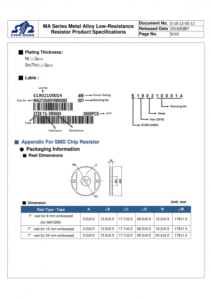 EVER OHMS MA Series datasheet page 9