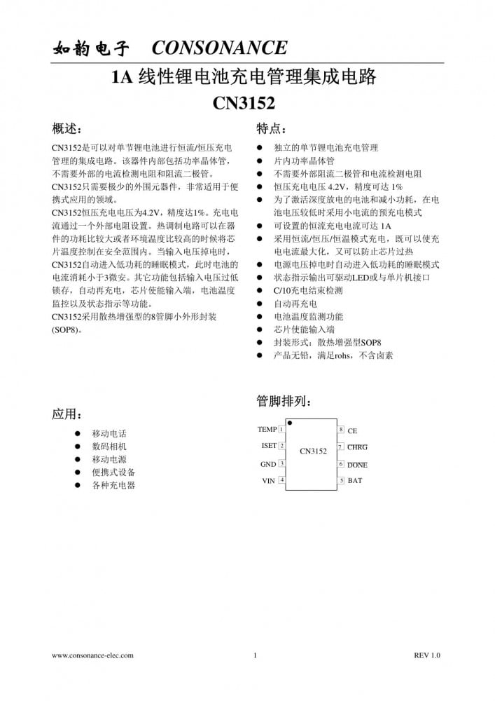 CN3152 datasheet page 1