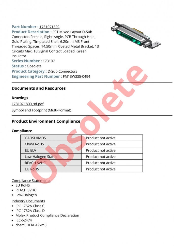 MOLEX 1731071800 technical drawing preview, page 1