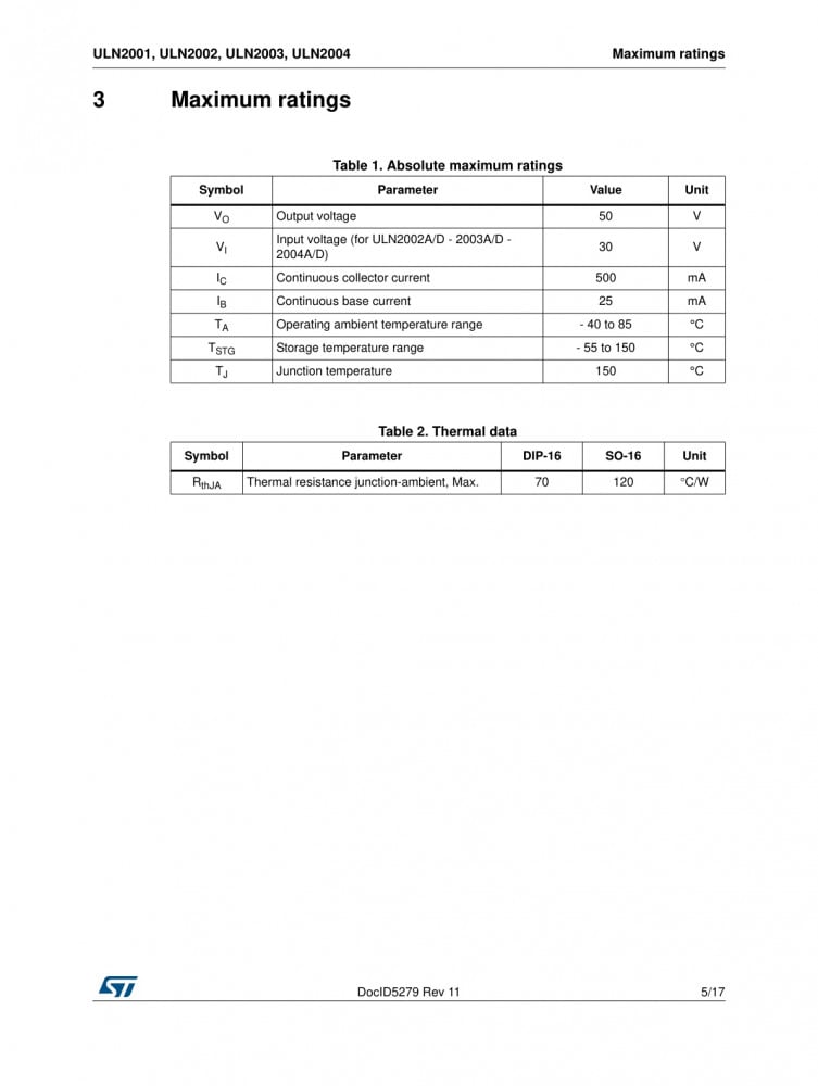 ULN2001A datasheet page 5