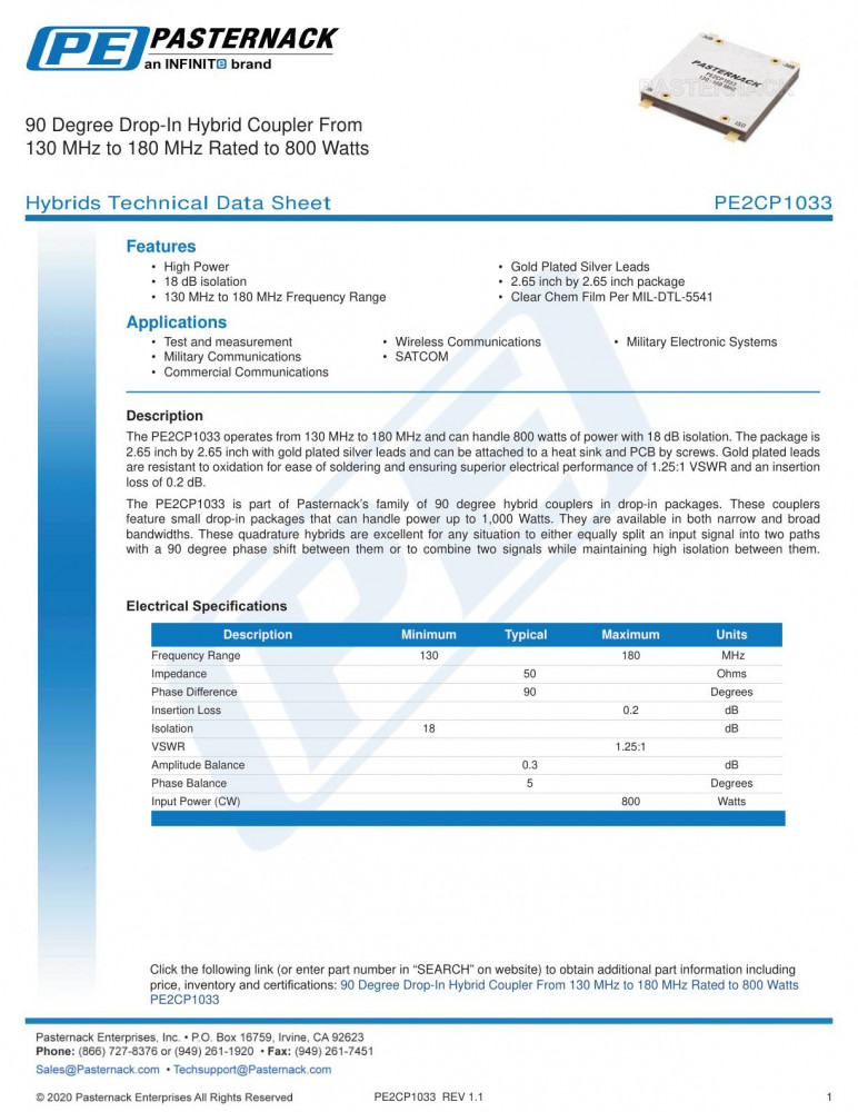 PE2CP1033 datasheet page 1