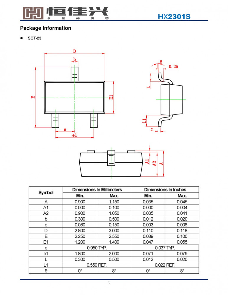HX2301S datasheet page 5