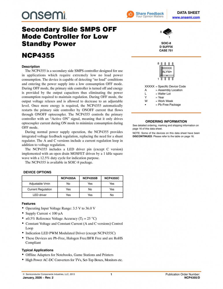 NCP4355 document preview, page 1