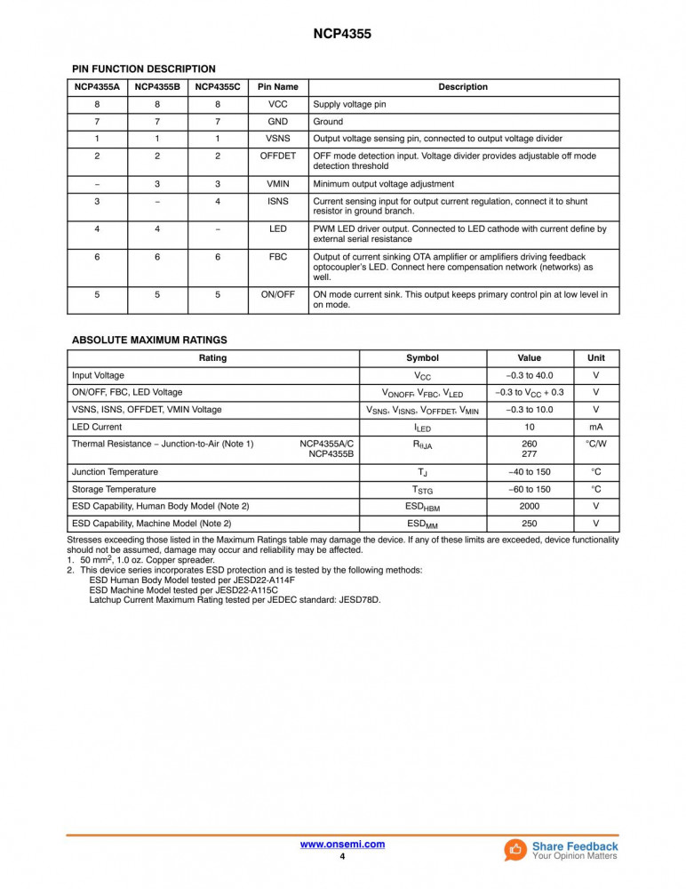 NCP4355 document preview, page 4