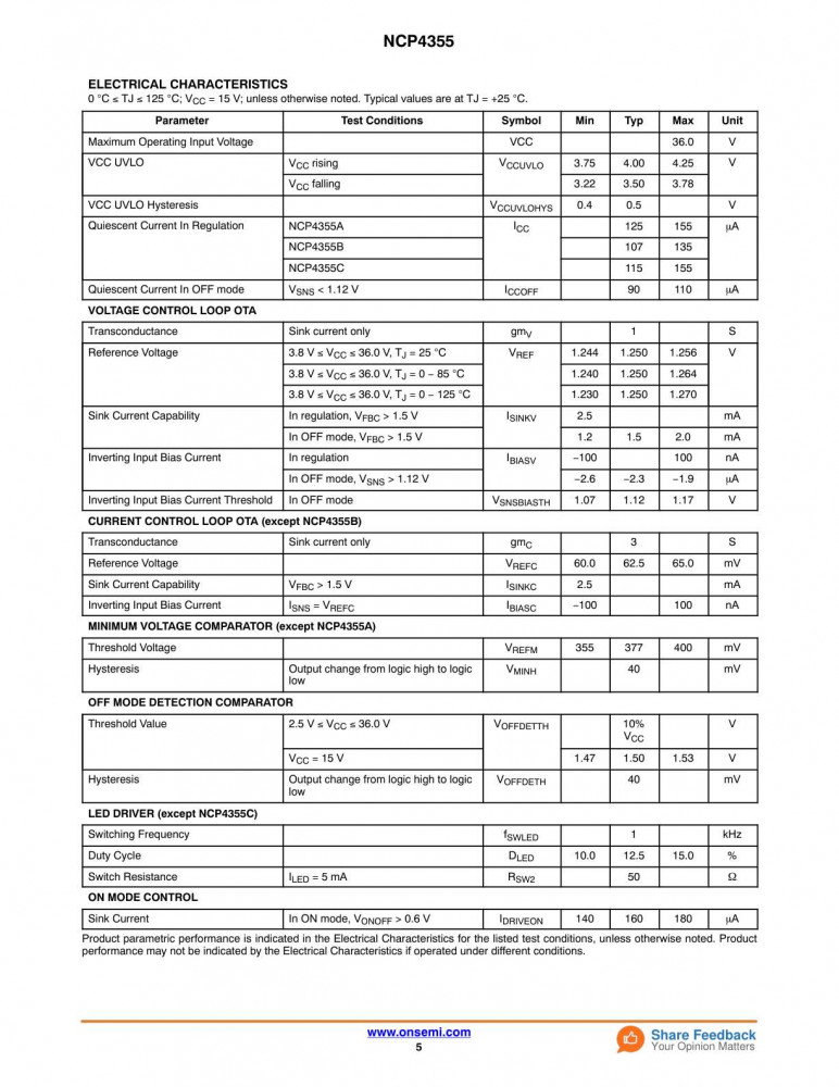 NCP4355 document preview, page 5