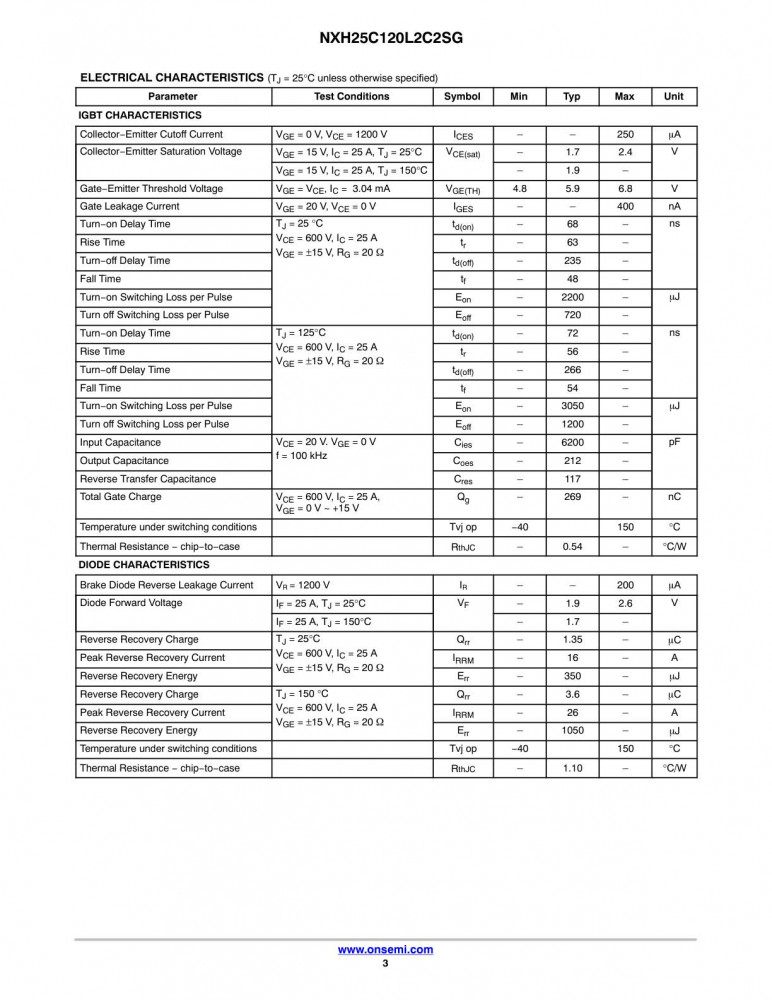 NXH25C120L2C2SG datasheet page 3