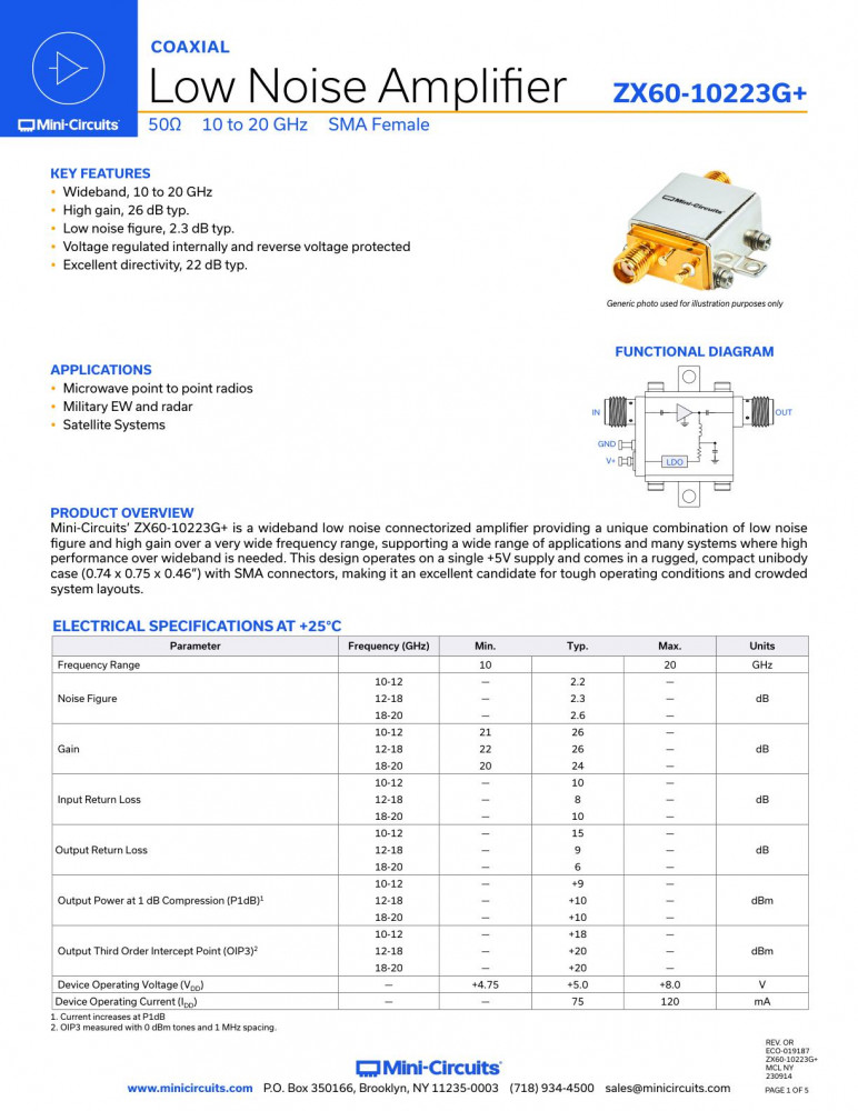 ZX60-10223G+ datasheet page 1