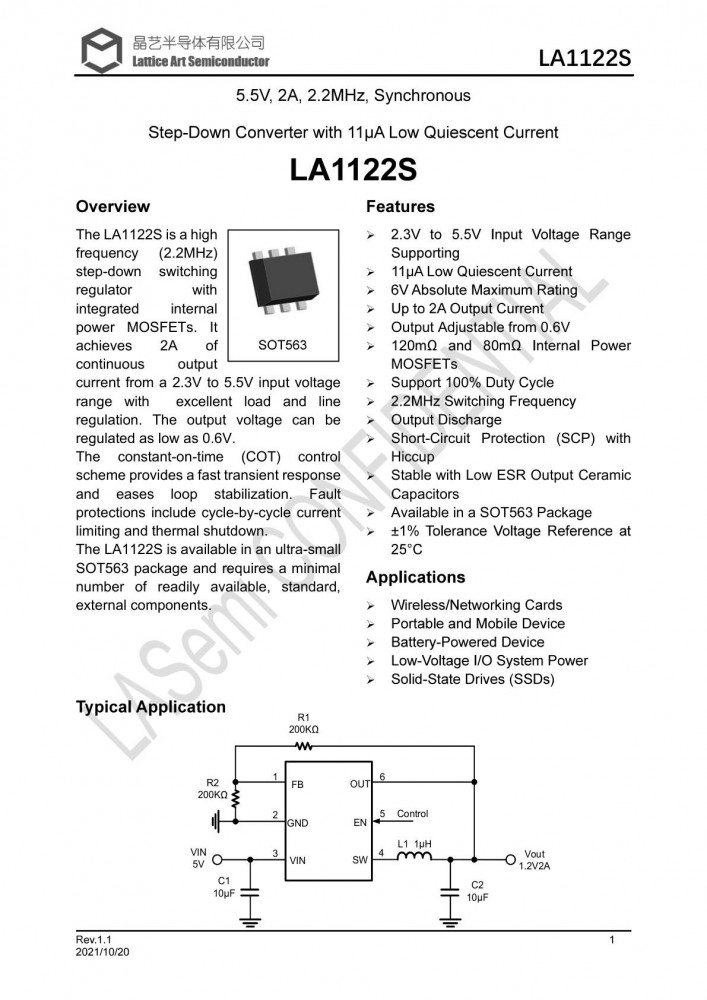 LA1122S technical document preview