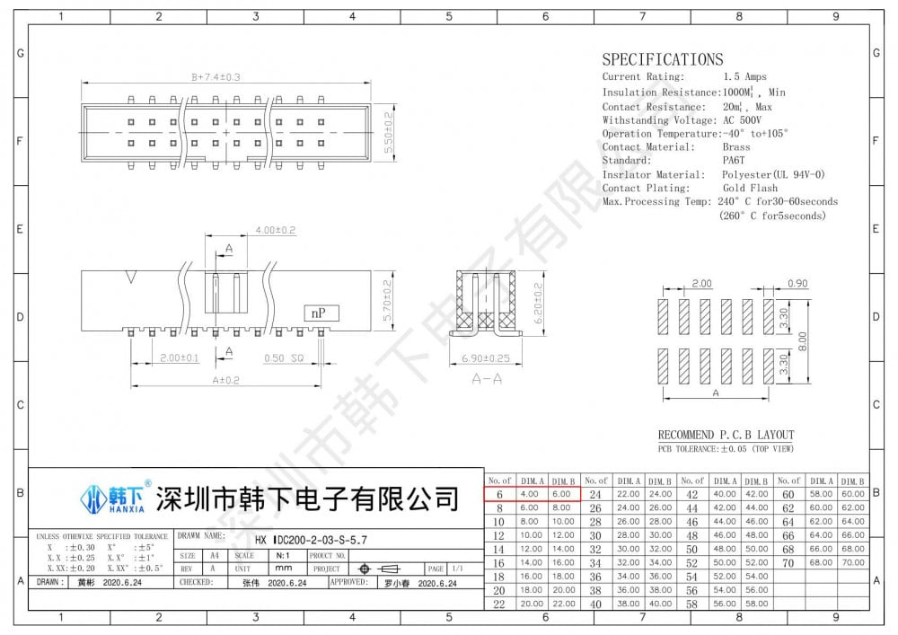 HX IDC200-2-03-S-5.7 technical drawing