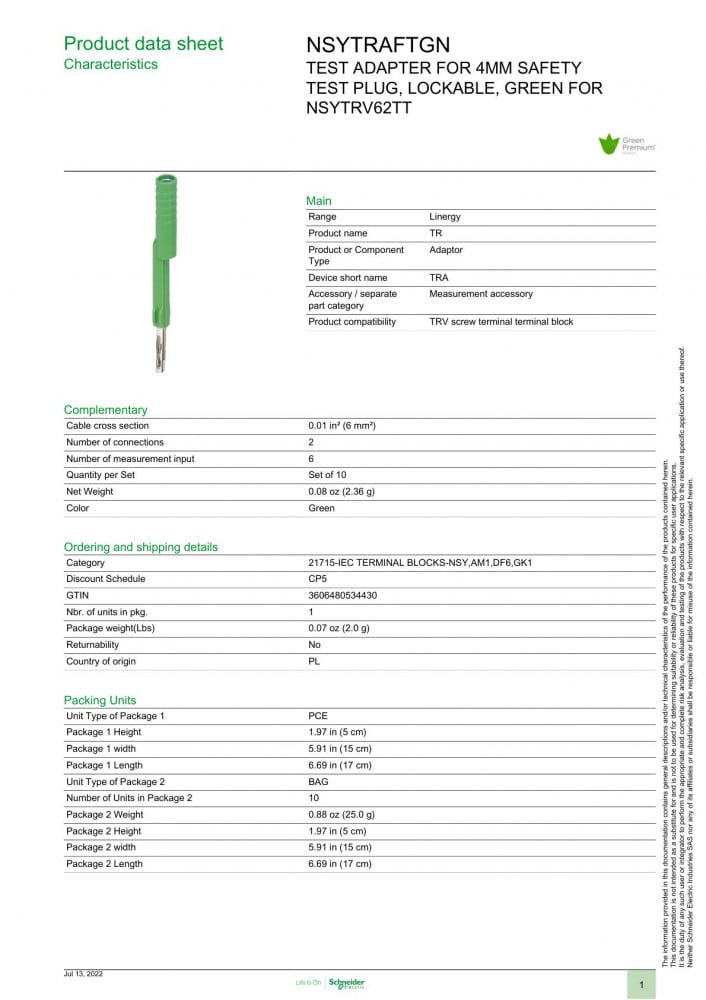 NSYTRAFTGN product document page 1