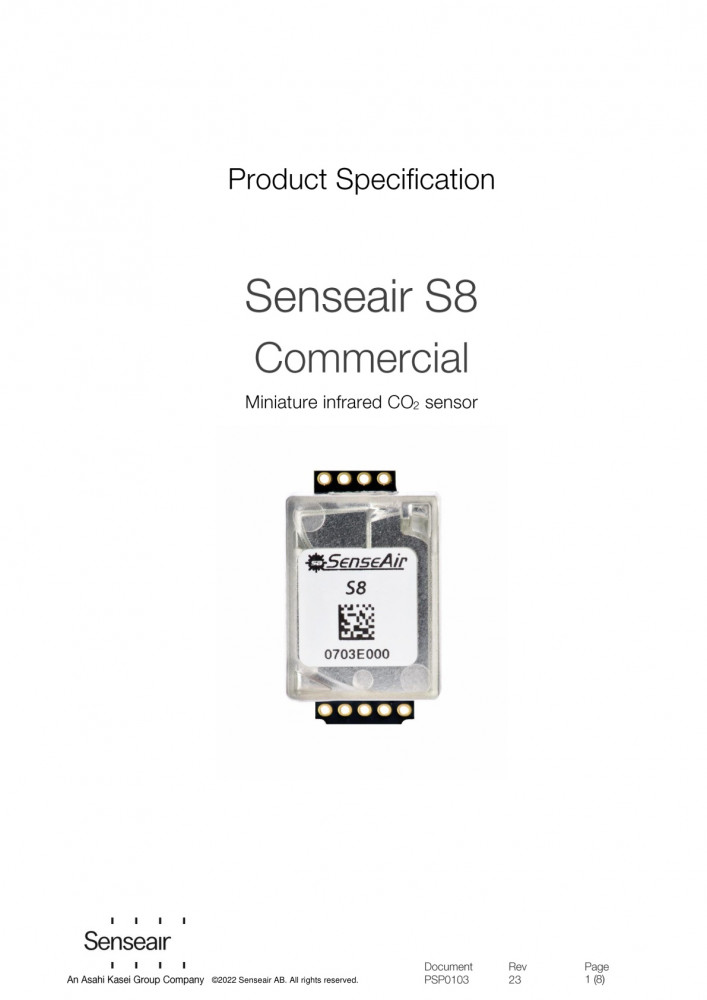 Senseair S8 Commercial document page 1