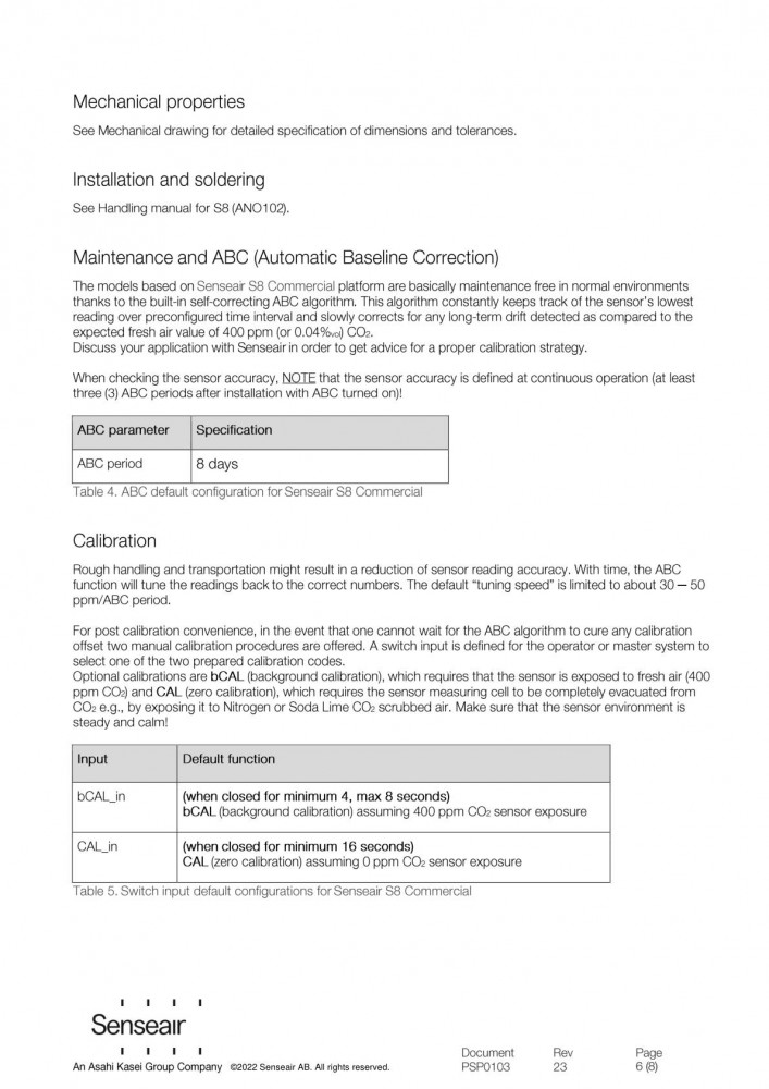 Senseair S8 Commercial document page 6
