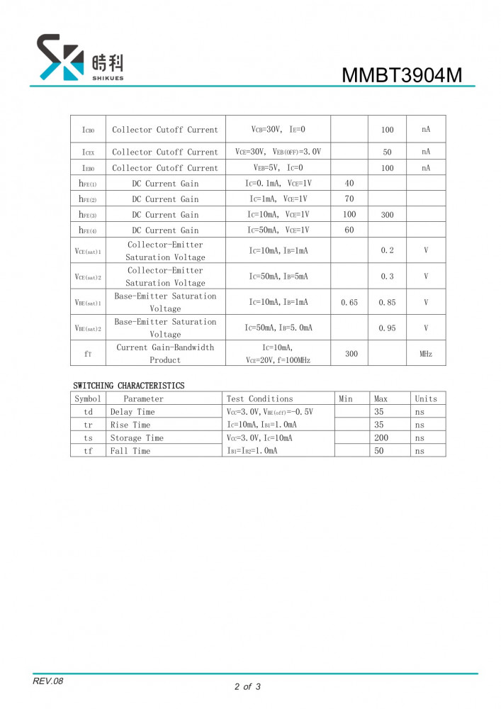 MMBT3904M datasheet page 2