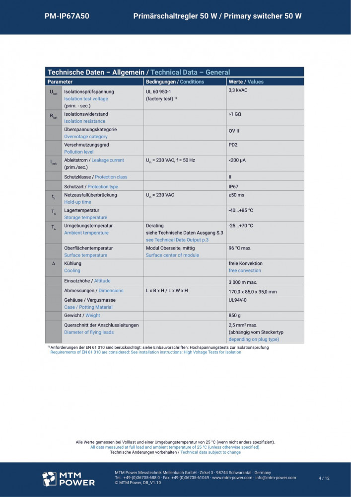 PM-IP67A50 datasheet page 4