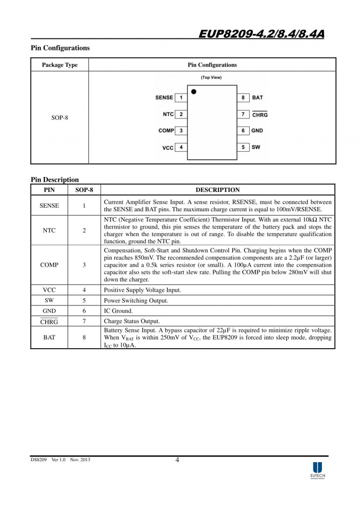 EUP8209 datasheet page 4