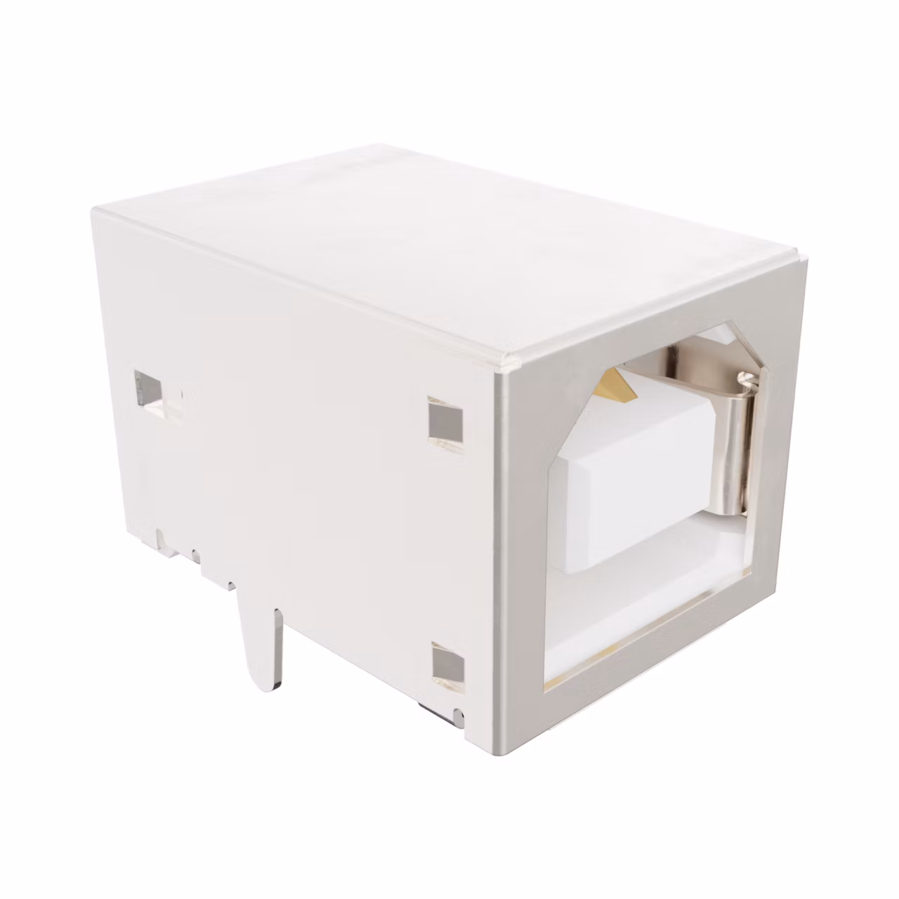 Universal Serial Bus (USB), Shielded I/O, Type B Receptacle, Right-Angle  with Straight Tabs, Color White, 0.76µm Gold (Au) Plating, Tray Pack, Lead-Free for sale