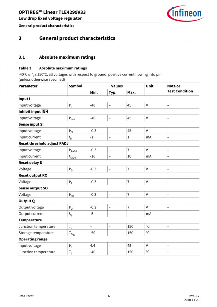 TLE4299G technical document page 6