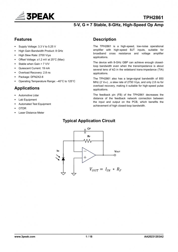 TPH2861 datasheet page 1