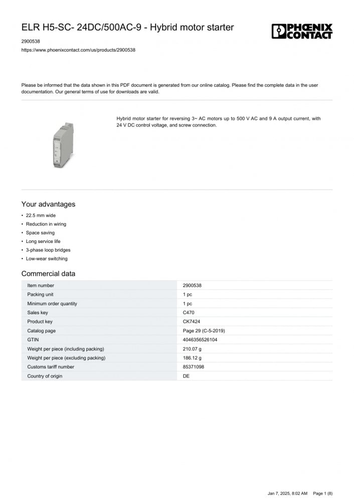 Phoenix Contact 2900538 document page 1