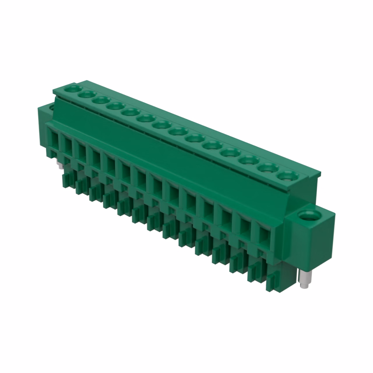 3.81mm Pitch Eurostyle Vertical Plug, with Retention Screws and Standard  Imprinting, Front Wire Entry, Green Housing, 14 Circuits for sale
