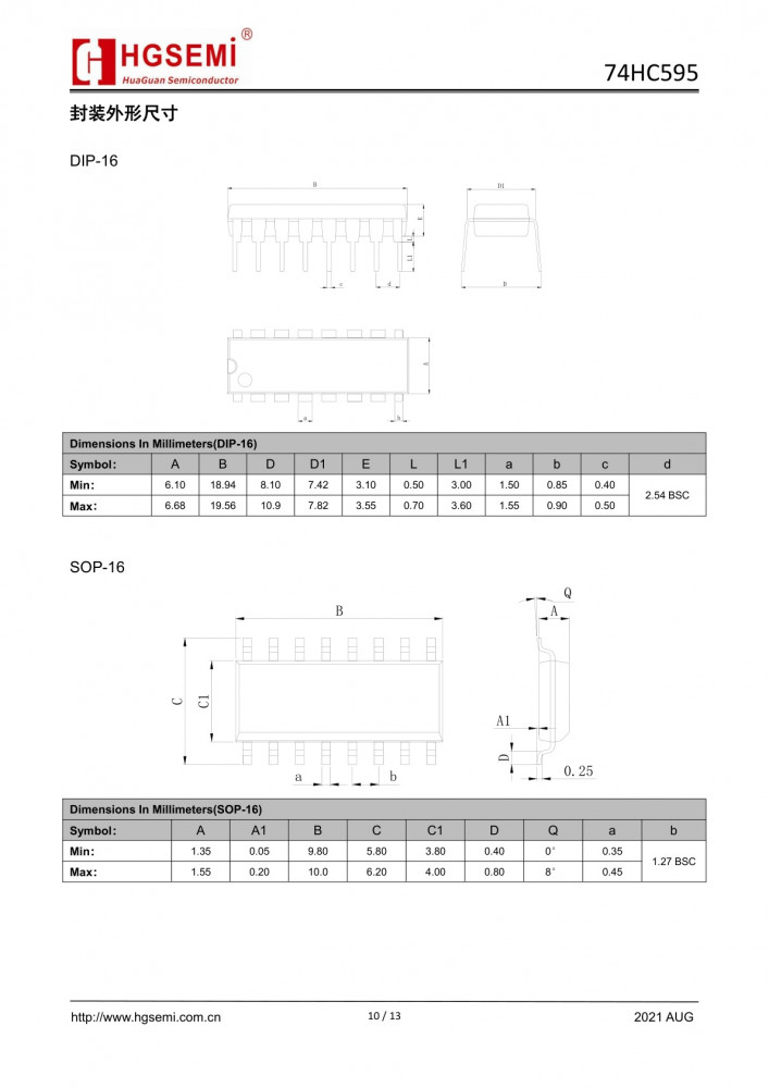 74HC595MT/TR datasheet page 10