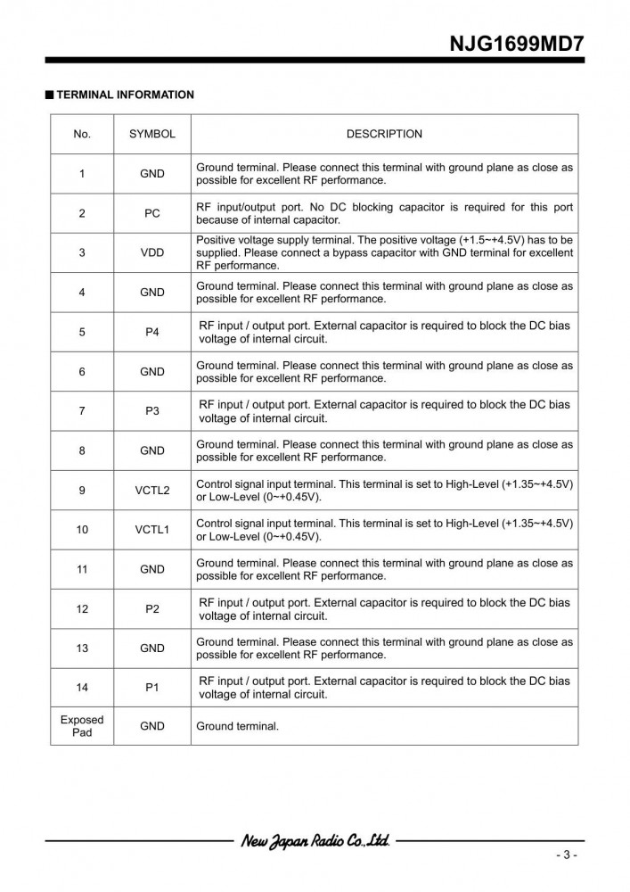 NJG1699MD7-TE1 datasheet page 3