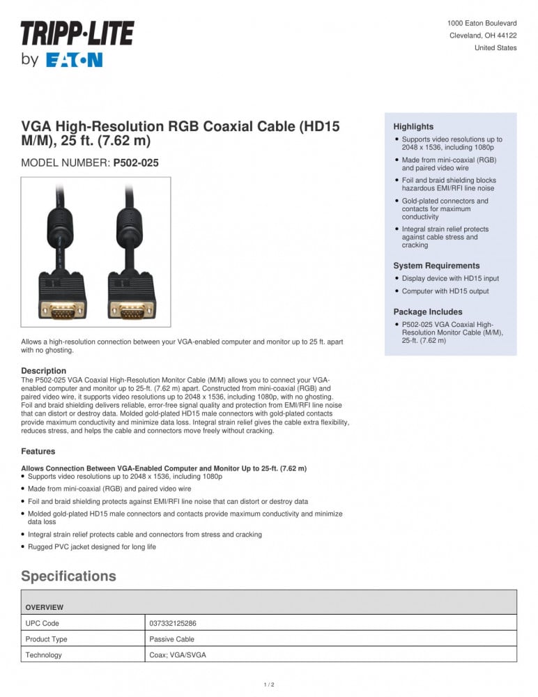 P502-025 technical document page 1