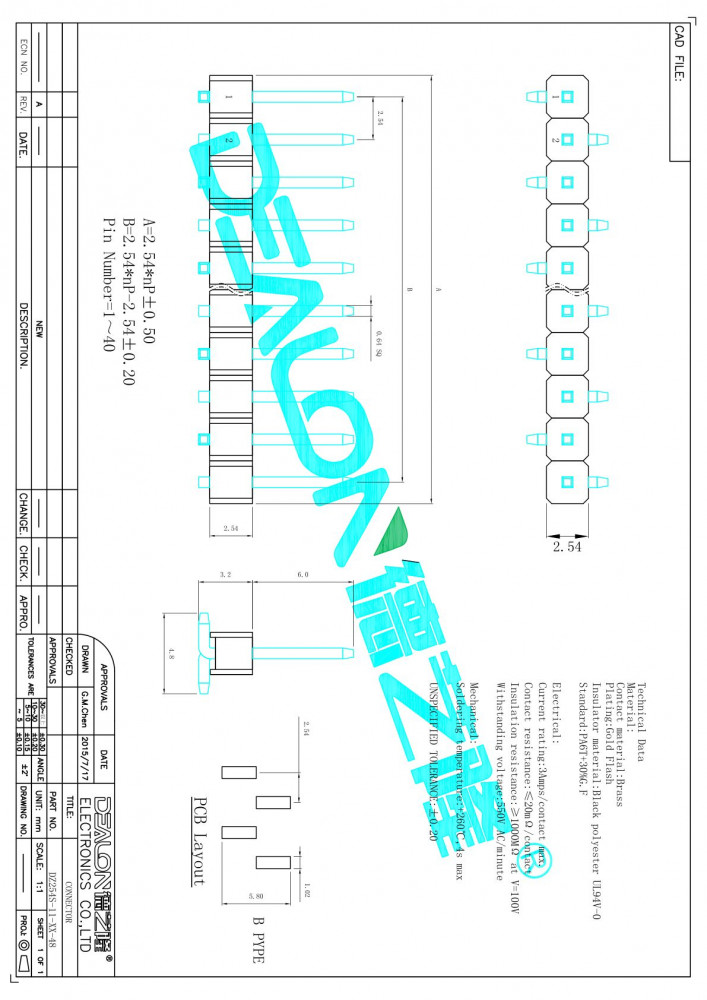 DEALON DZ254S-11-03-48 connector drawing