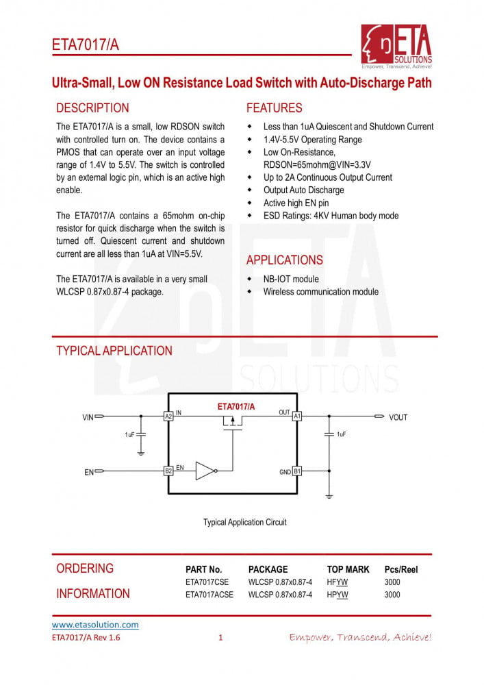 ETA7017CSE datasheet page 1
