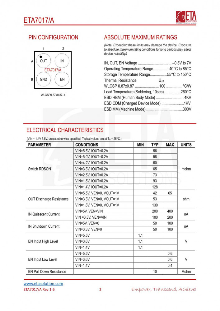 ETA7017CSE datasheet page 2
