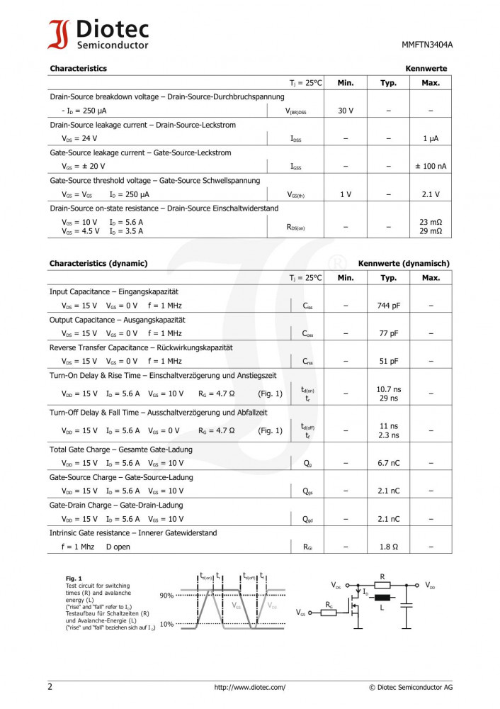 MMFTN3404A datasheet page 2
