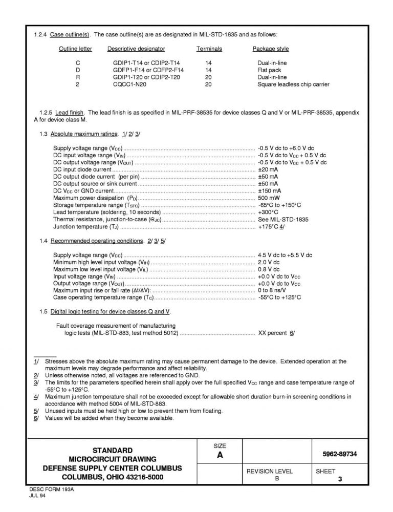 54ACT11004FK/B datasheet page 4