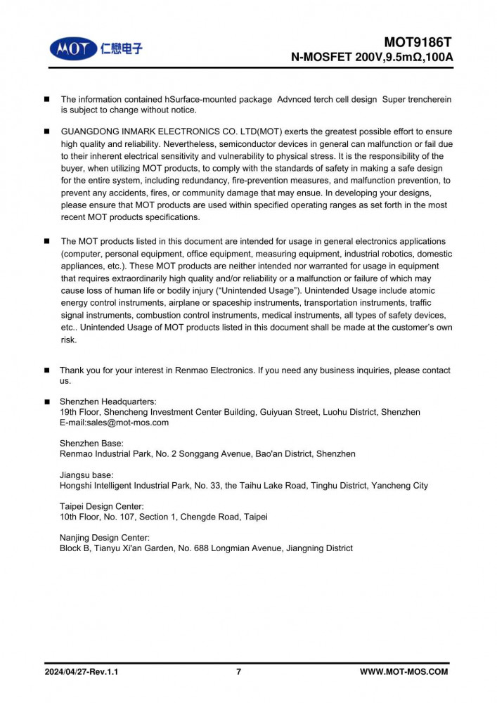 MOT9186T datasheet page 7